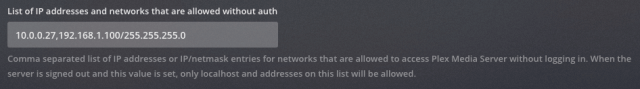 Authentication for local network access | Plex Support